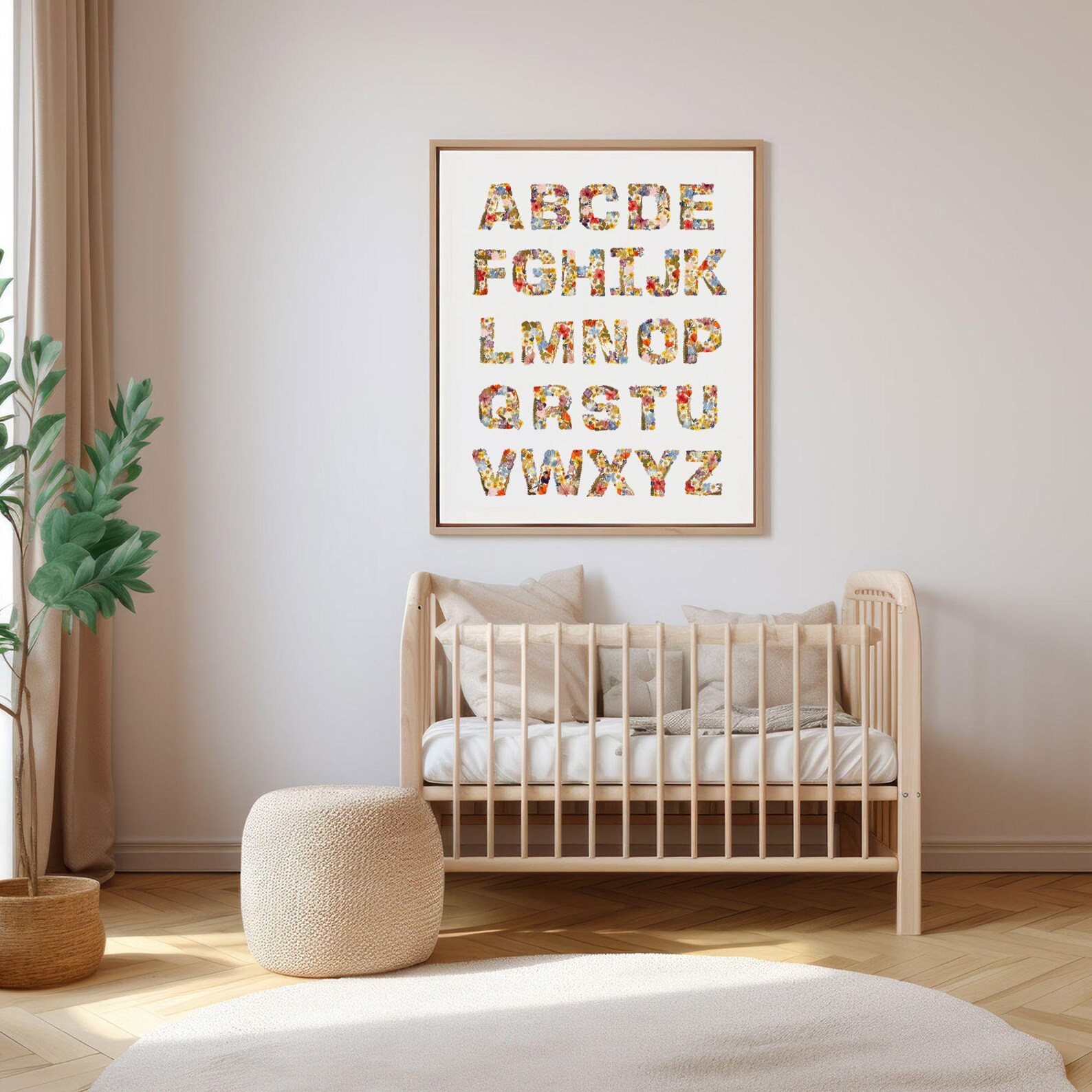 Wild Flower Alphabet Poster Girl's Room Decor Nursery Prints Pressed ...