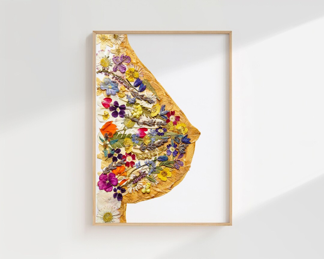 Breast Milk Ducts Art Print Floral Breast Anatomy Poster Feminine Wall ...