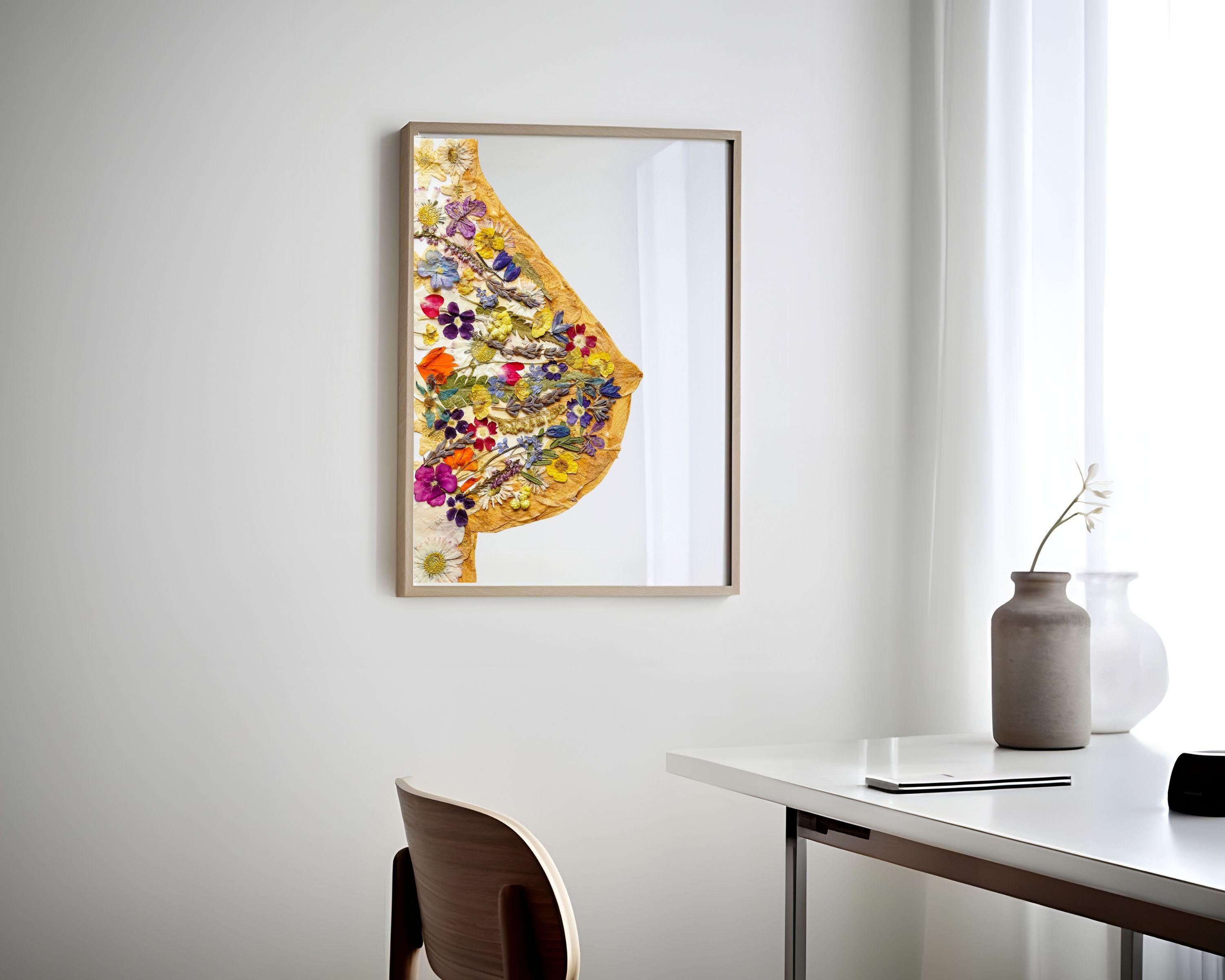 Breast Milk Ducts Art Print Floral Breast Anatomy Poster Feminine Wall ...