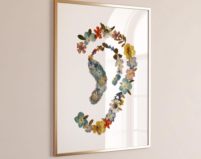 Human Ear Anatomical Gold Foil Art Print - Anatomy Wall Art - Medical ...