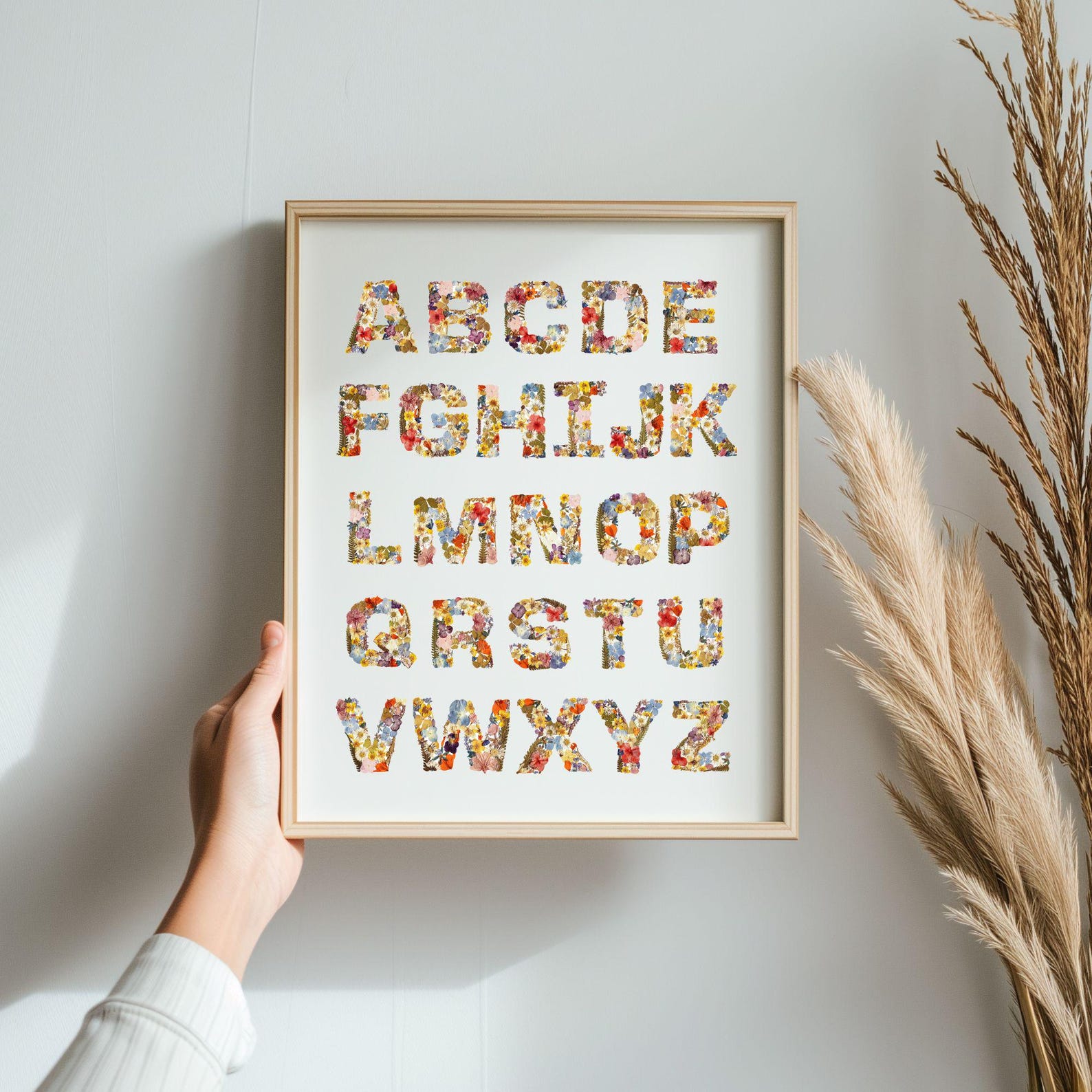 Wild Flower Alphabet Poster Girl's Room Decor Nursery Prints Pressed ...