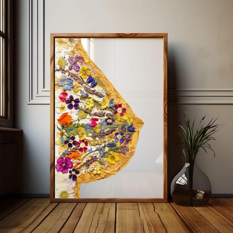 Breast Milk Ducts Art Print Floral Breast Anatomy Poster Feminine Wall ...