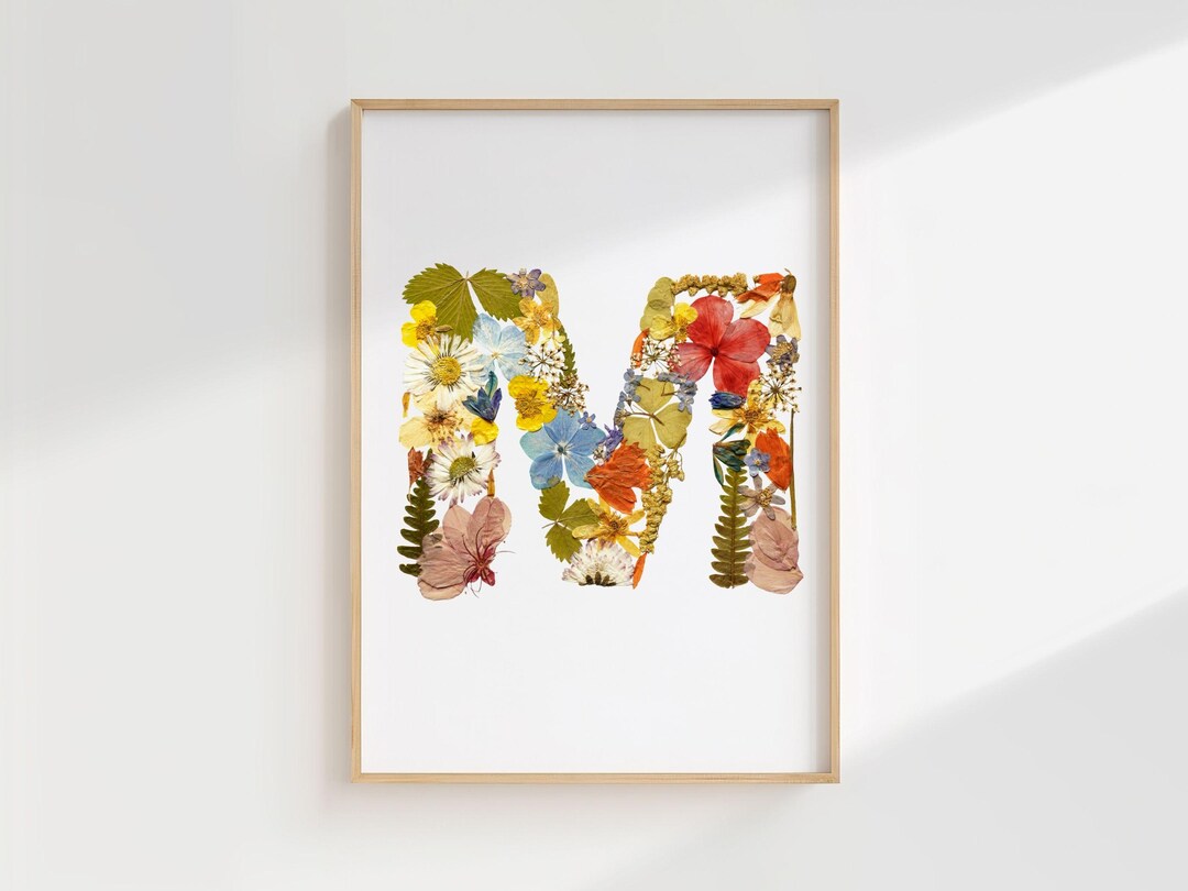 Digital Letter M Floral Wall Art | Printable Initial - Etsy