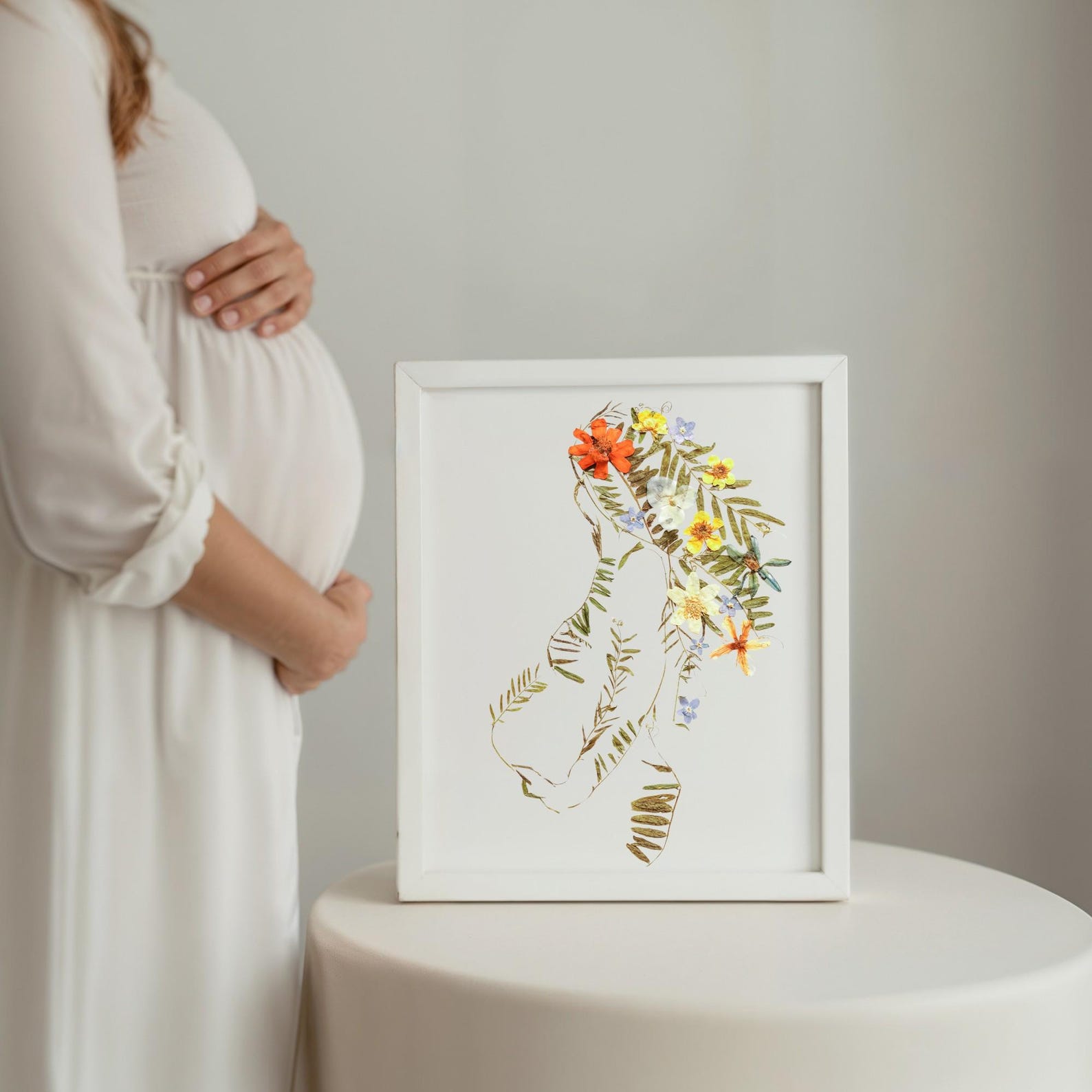 Digital Pregnancy Wall Art – Floral Motherhood Print of Pregnant Woman ...