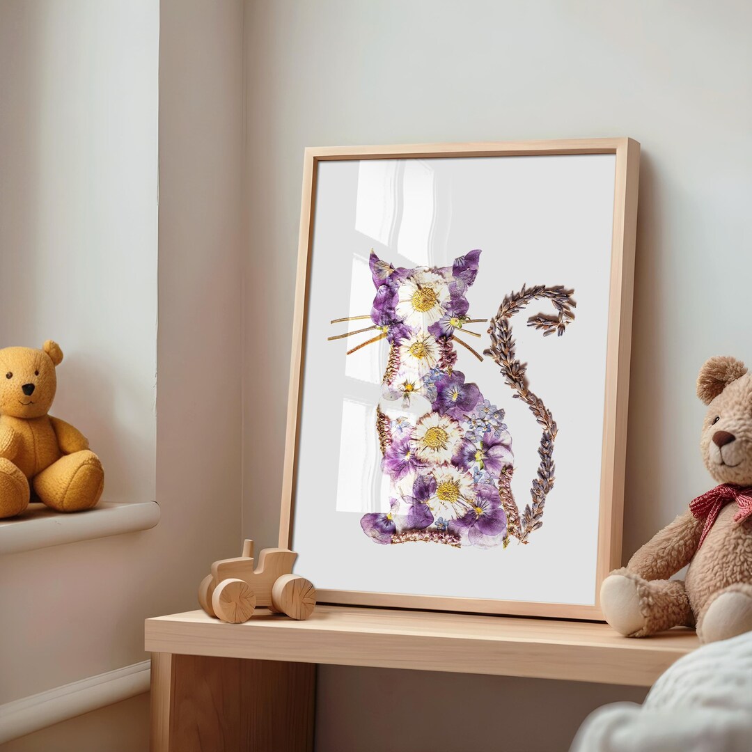 Purple Cat Print for Baby's Room Cute Baby Room Wall Art - Etsy
