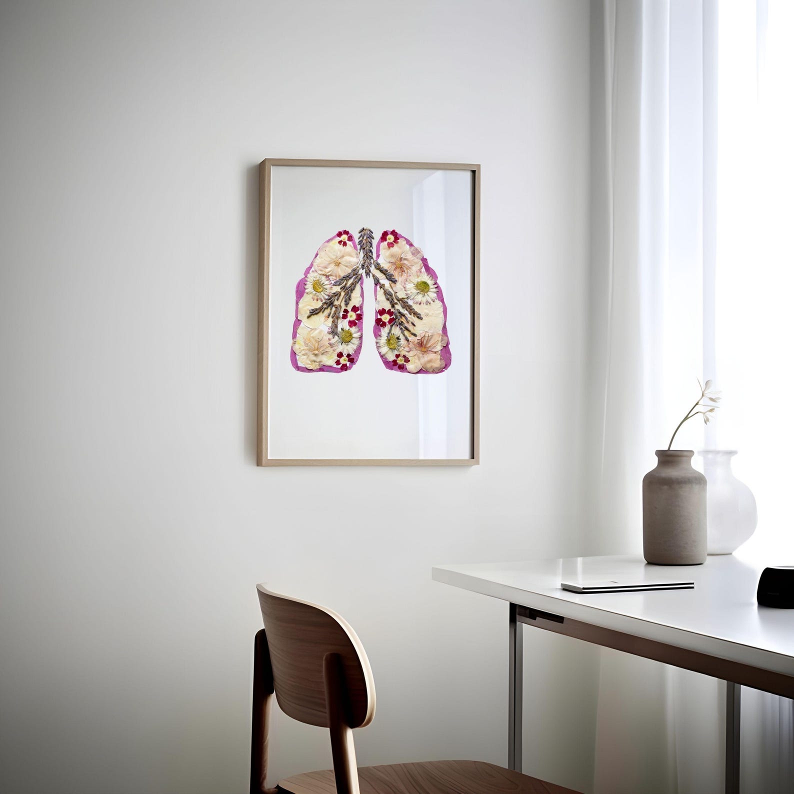 Floral Lungs Wall Art Botanical Respiratory System Print Pulmonary ...