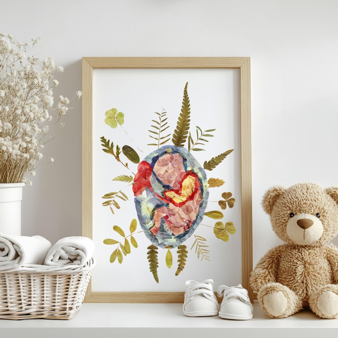 Floral Baby in Womb Wall Art for Baby's Room Beautiful Pregnancy Print ...