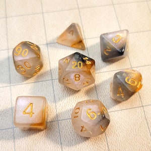 Dragonborn Gold and Black Polyhedral Dice Set for D&D, Pathfinder, and ...