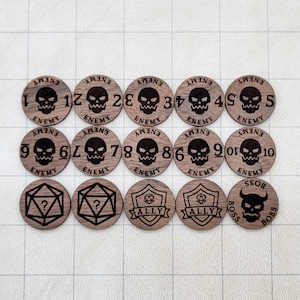 Wood NPC Tokens - Monster Markers (set of 15) TTRPG, D&D Dungeons and ...