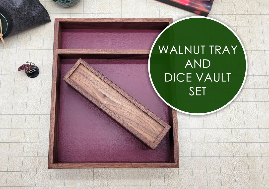 Walnut Wood Dice Tray and Vault Set: RPG Gaming - Etsy