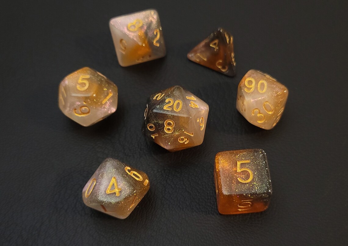Dragonborn gold and black Polyhedral Dice Set for D&D | Etsy