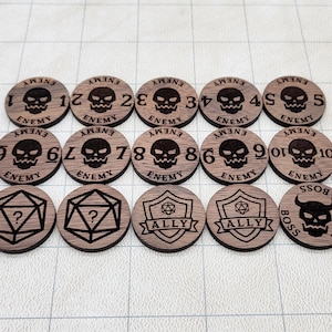 Wood NPC Tokens - Monster Markers (set of 15) TTRPG, D&D Dungeons and ...