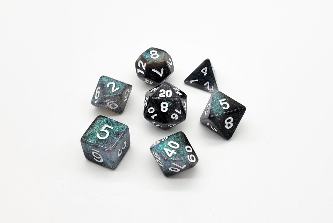 Dnd Dice Foresight Black Teal Green Purple Shimmer Polyhedral Dnd Dice ...