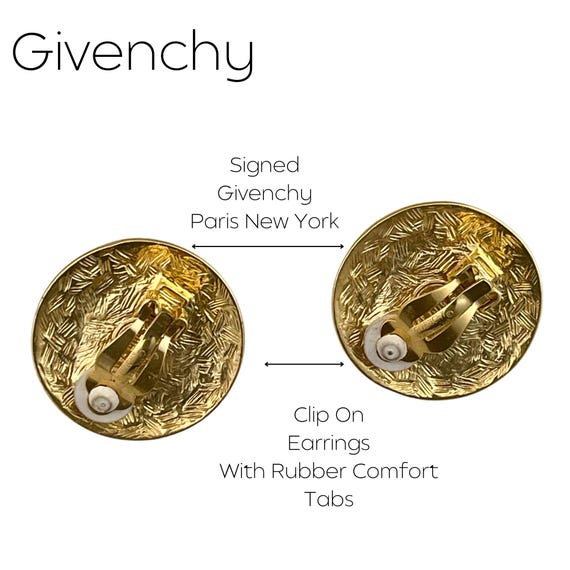 1980s Vintage Gold Tone Givenchy Logo Earrings With W… - Gem