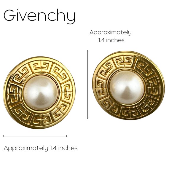 1980s Vintage Gold Tone Givenchy Logo Earrings With W… - Gem