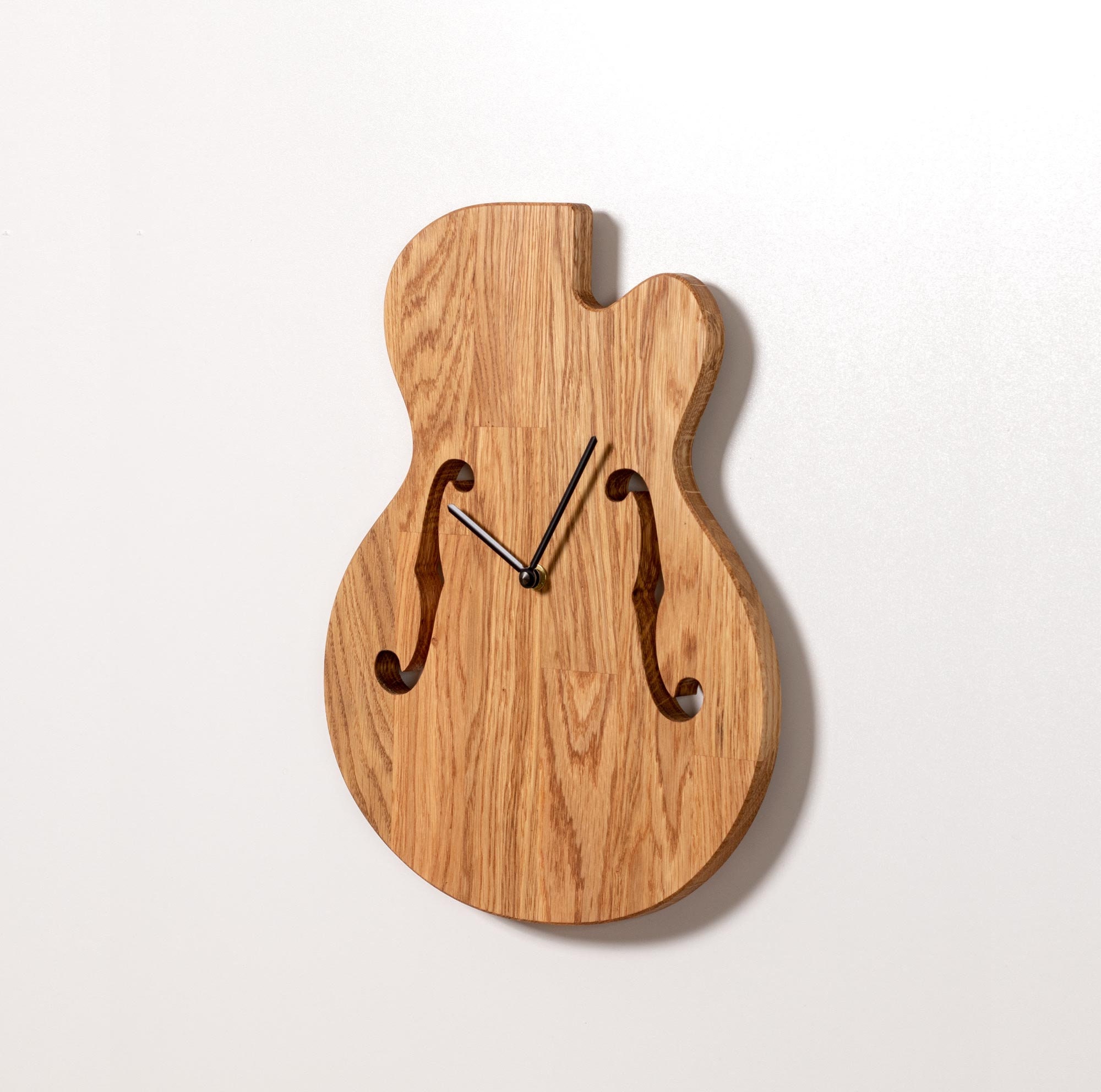 Guitar Clock Hollow B Oak Wood Guitar Art Gift for Musician Gift Gadget ...