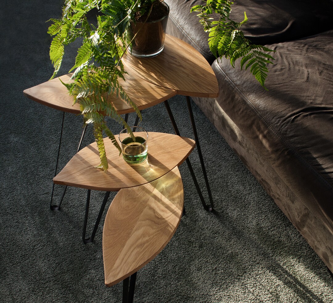 Handmade Leaf Plant Stand Set Design Plant Table Set Leaf Table Set ...