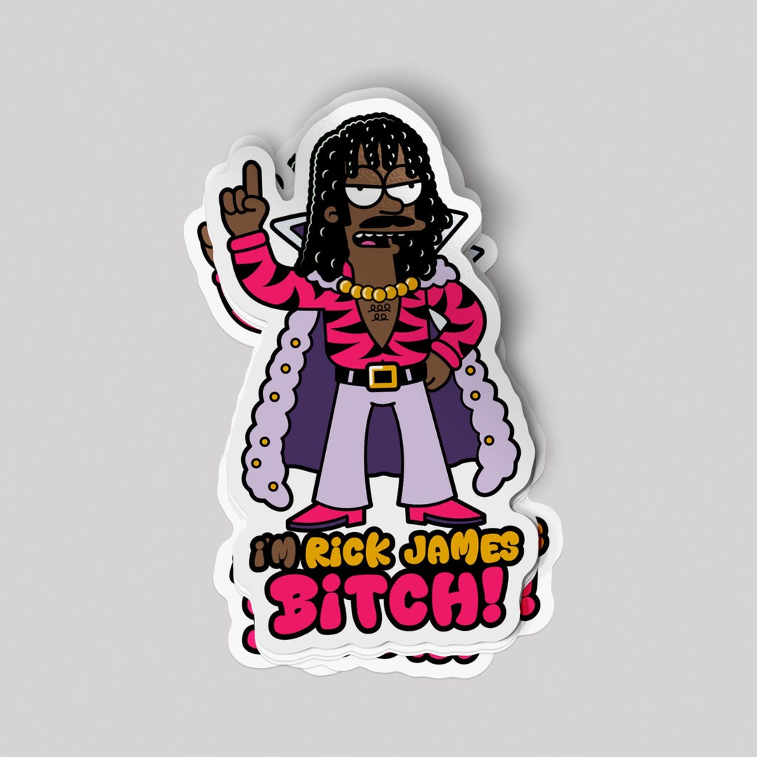 Rick James Sticker | Simpsons Style Decal | Funny Cartoon Sticker ...