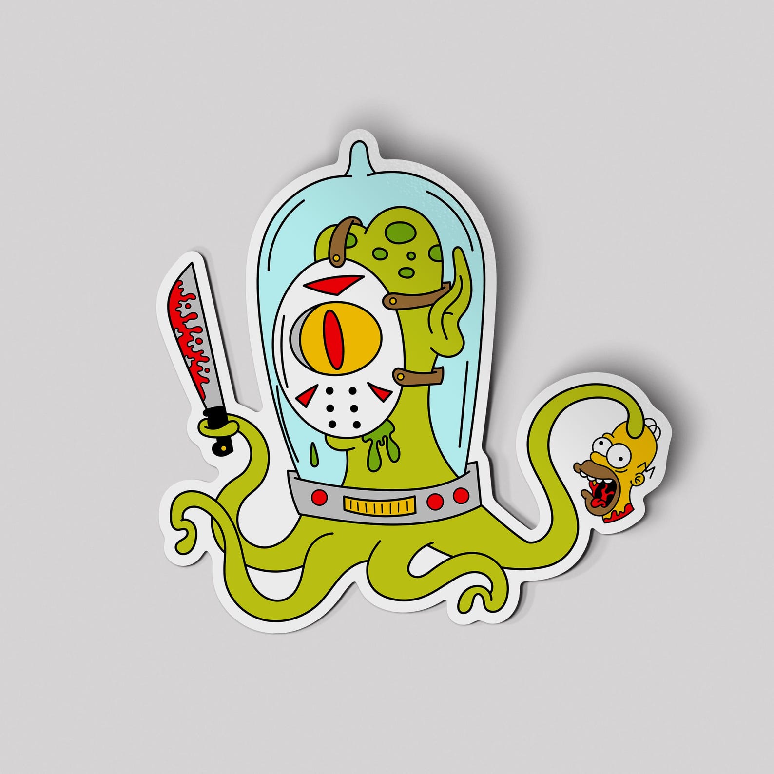 Simpsons Alien Jason Voorhees Crossover Sticker | Funny Halloween Decal ...