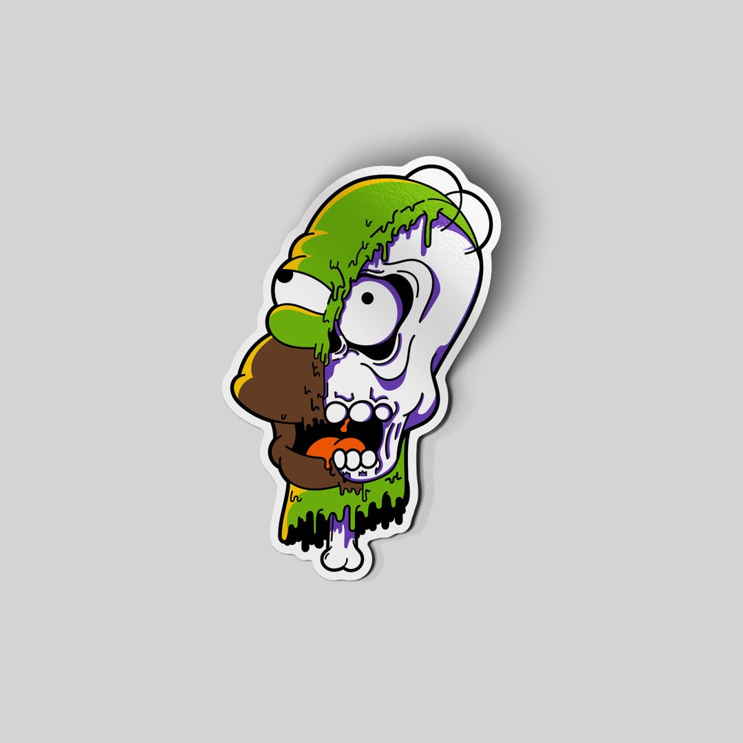 Melting Homer Simpson Sticker | Creepy Cartoon Decal | Dripping Skull ...