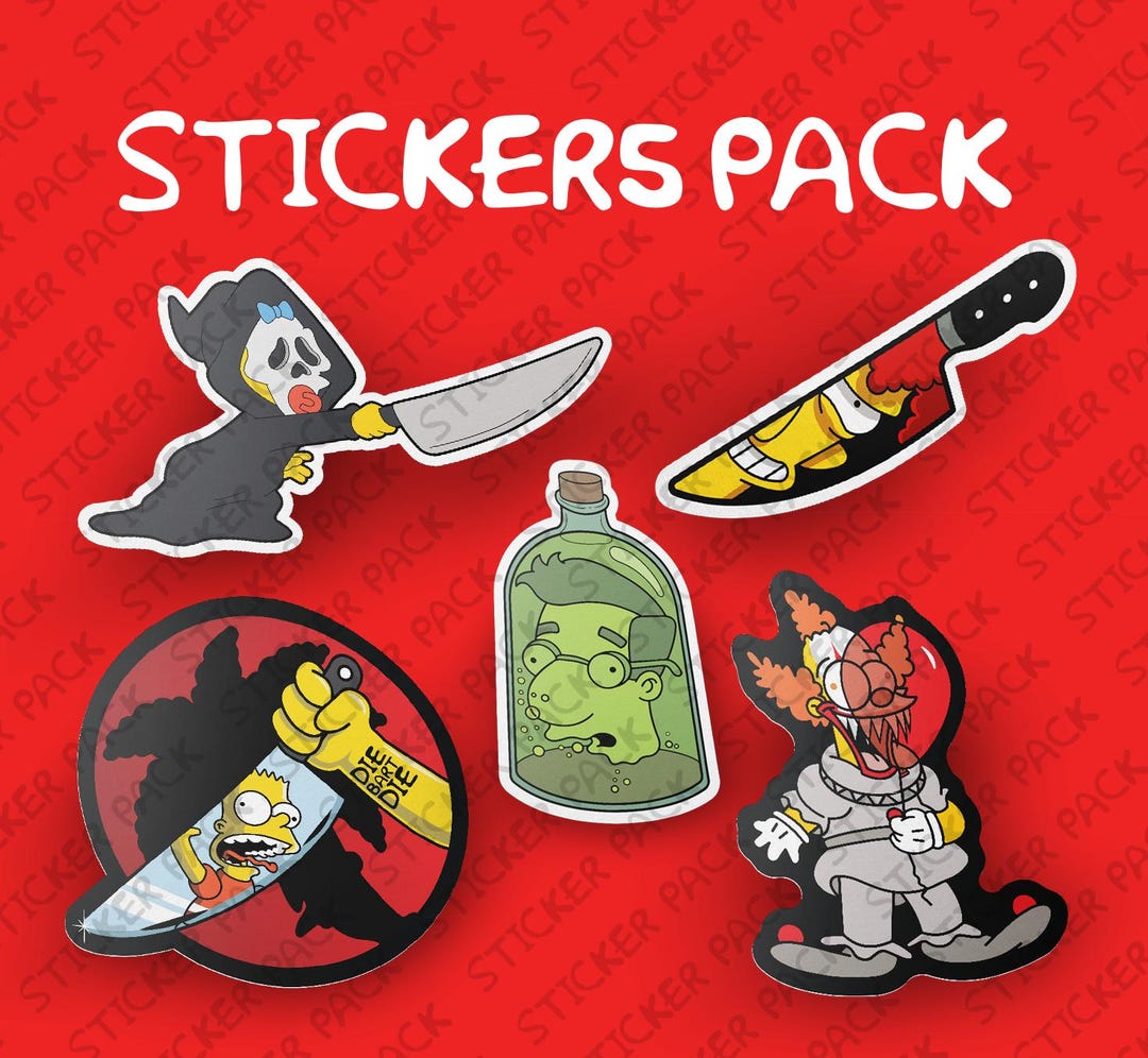 Horror-themed Simpsons Sticker Pack - Maggie Ghostface, Milhouse in a ...