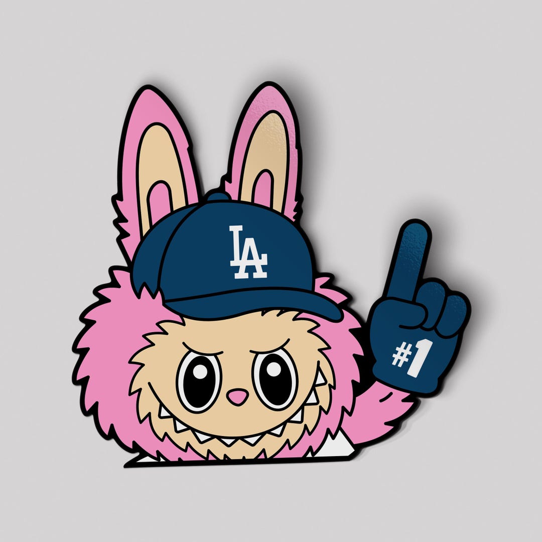 Dodgers Labubu Peeker Sticker – LA Baseball Fan Art – Cute & Fierce ...