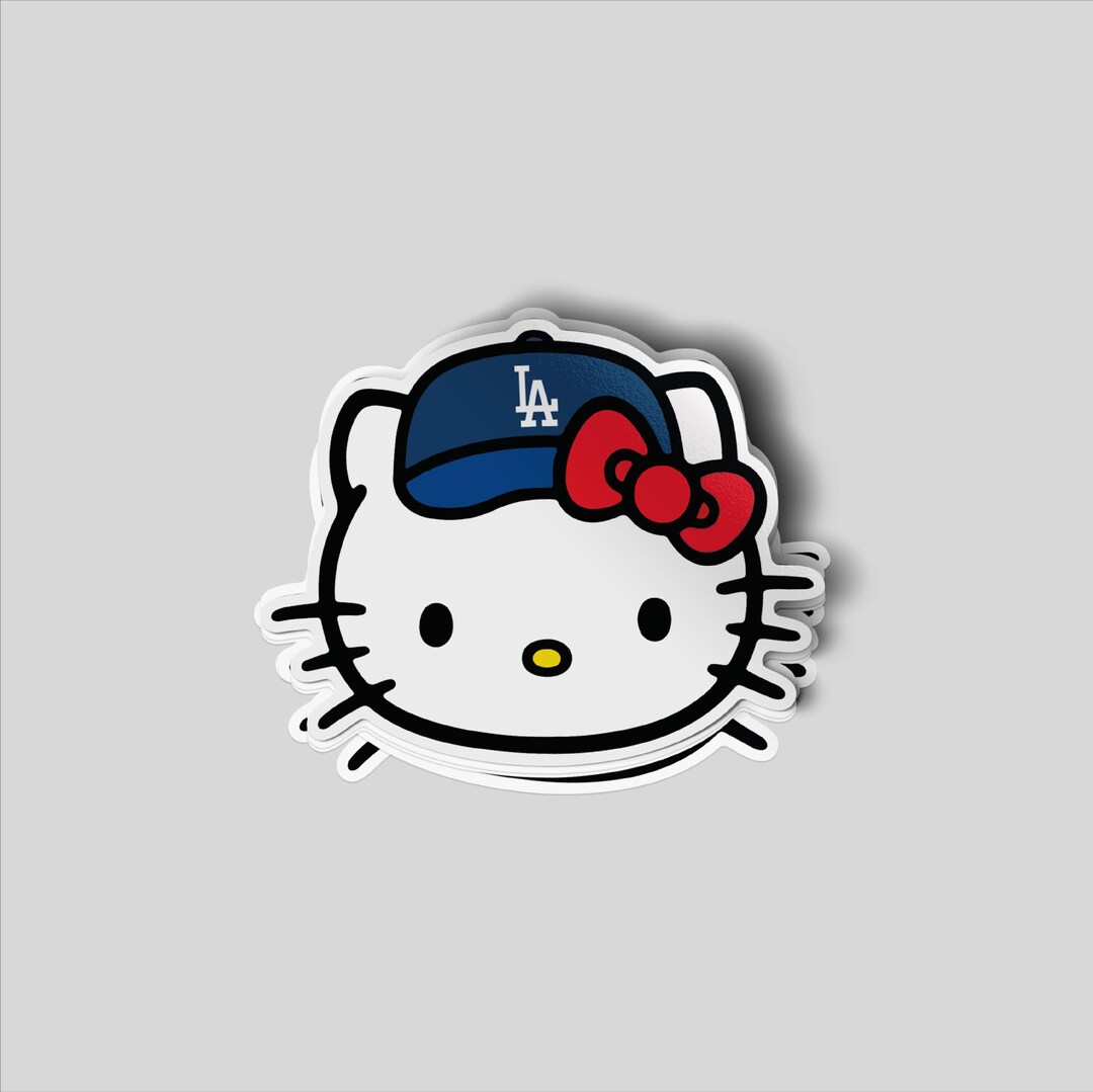 Hello Kitty Sticker With Dodger Baseball Hat - Durable, Weatherproof, UV Resistant Vinyl Decal ...