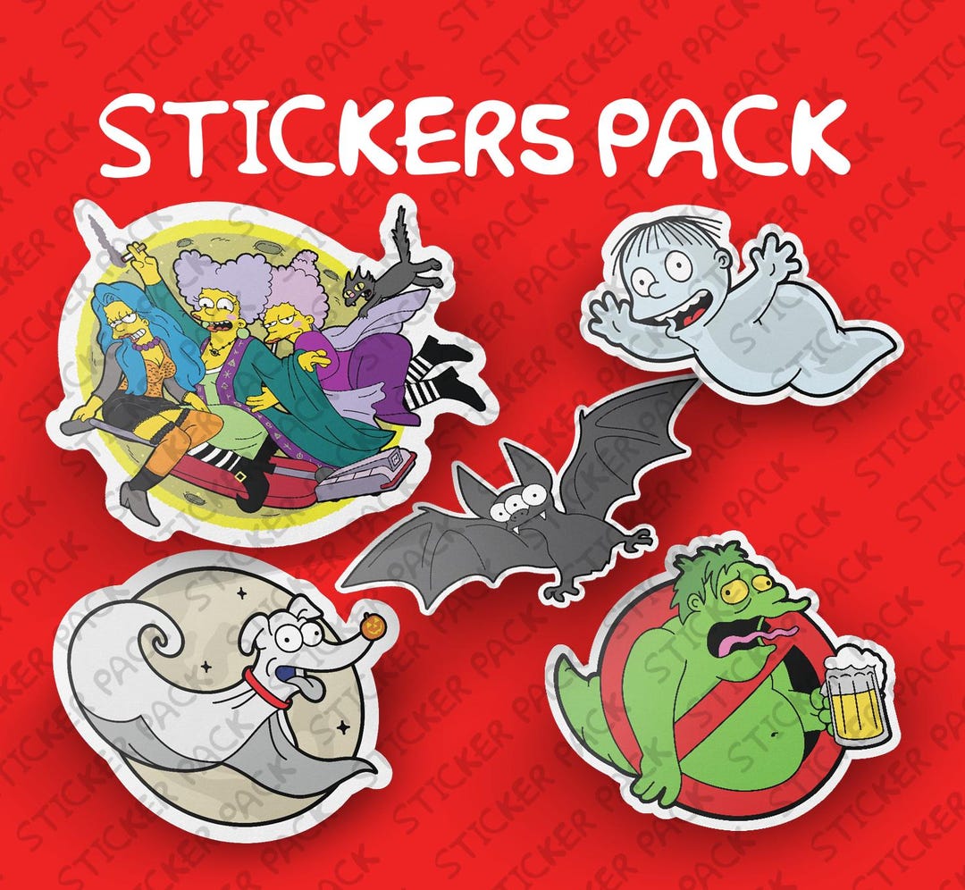 Spooky Simpsons Halloween Sticker Pack-zero Santa's Helper, Casper ...