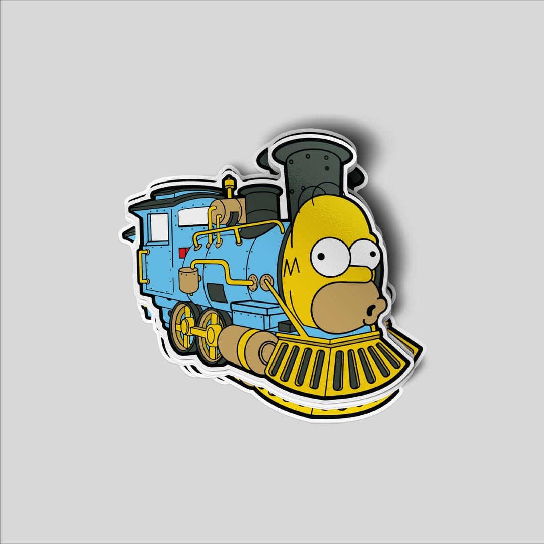 Homer Simpson and Thomas the Train Mashup Sticker - 3 Inch Durable ...
