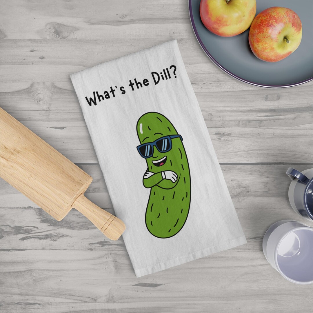 Funny Pickle Tea Towel, Kitchen Decor, Quirky Gift, Humorous Dish Towel ...