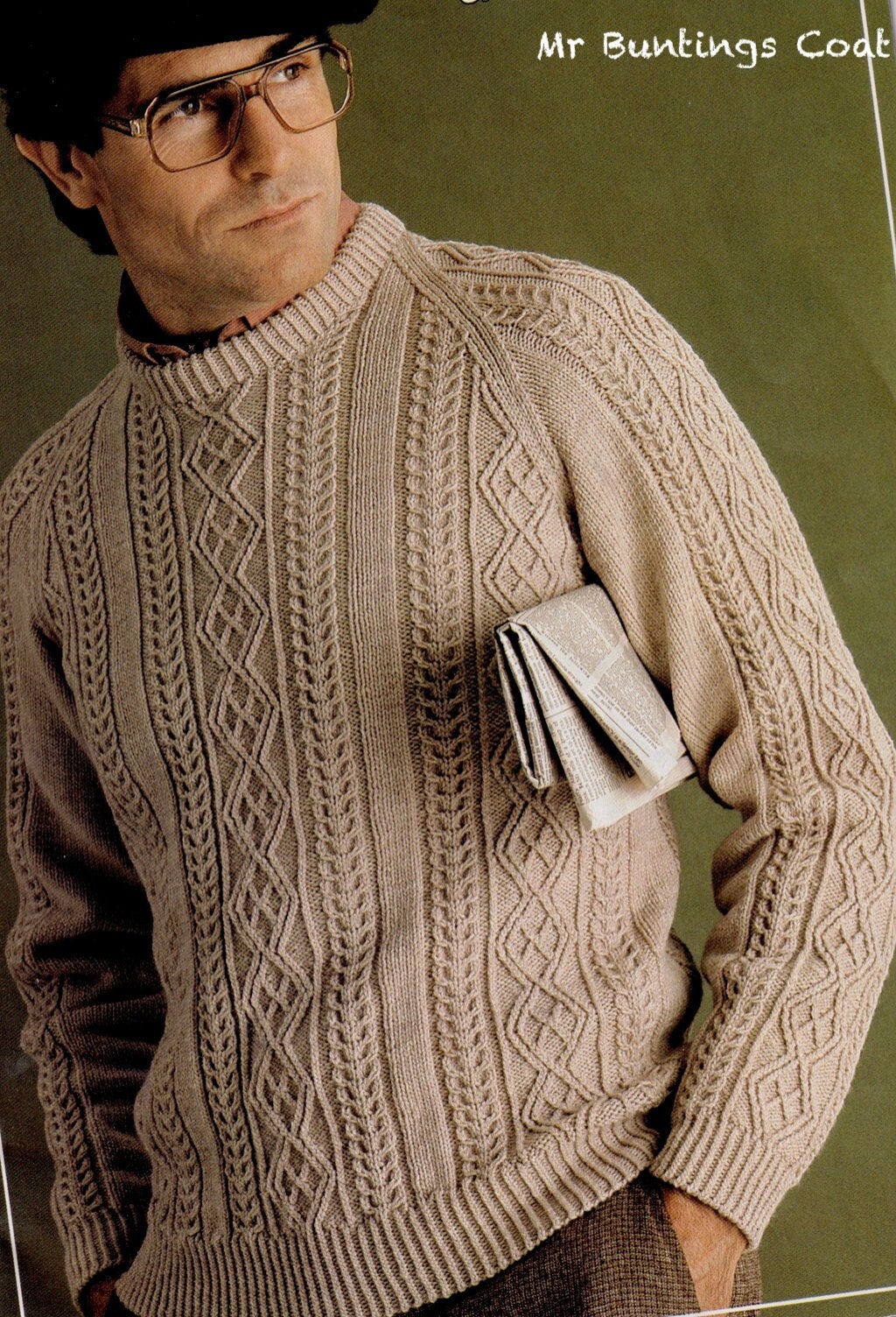 Mens Traditional Aran Jumper Pattern. Handsomely Textured - Etsy