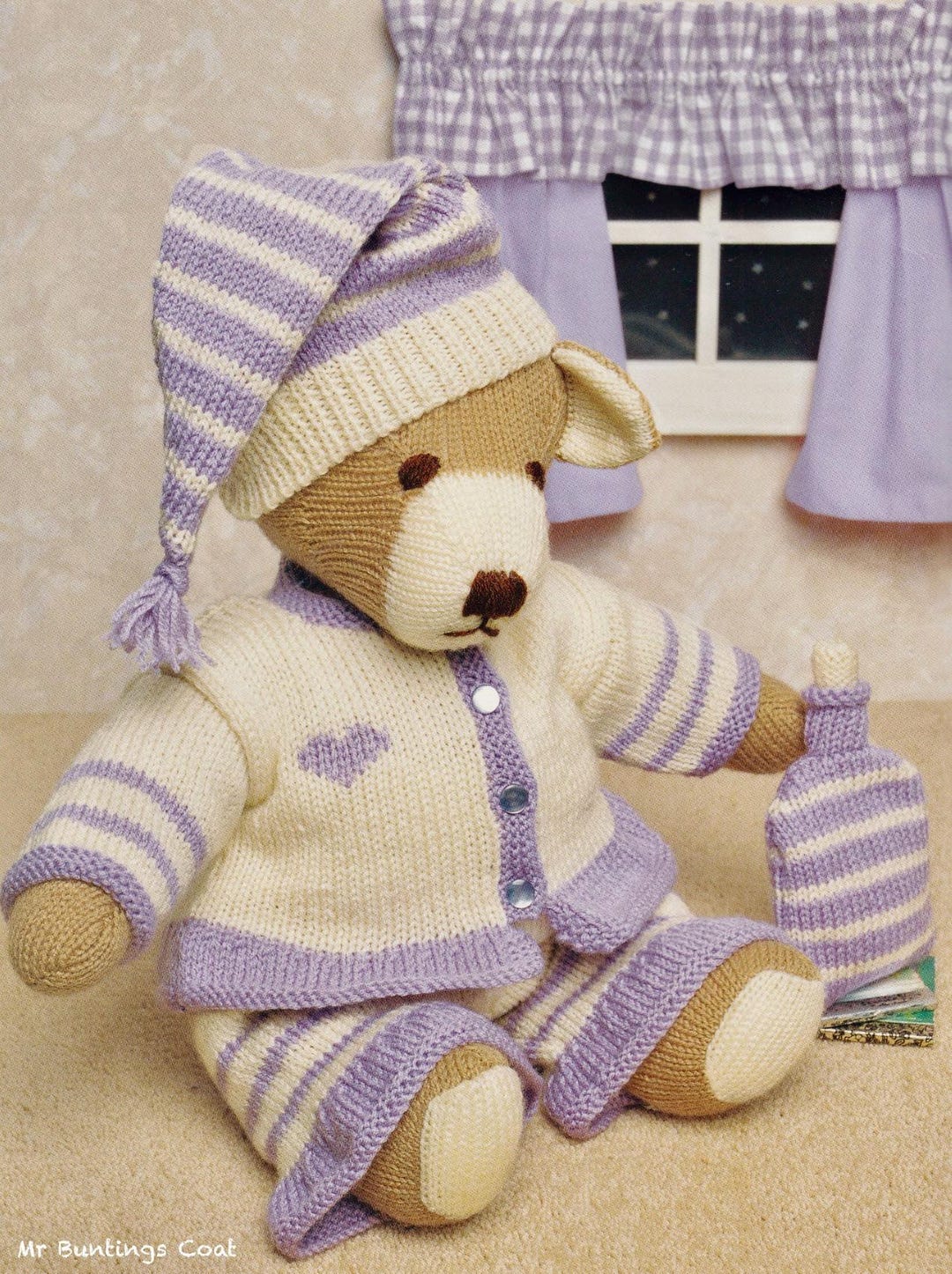 Knitted Teddy Bear Bedtime Outfit Pattern: Top, Pants, Hat (digital ...