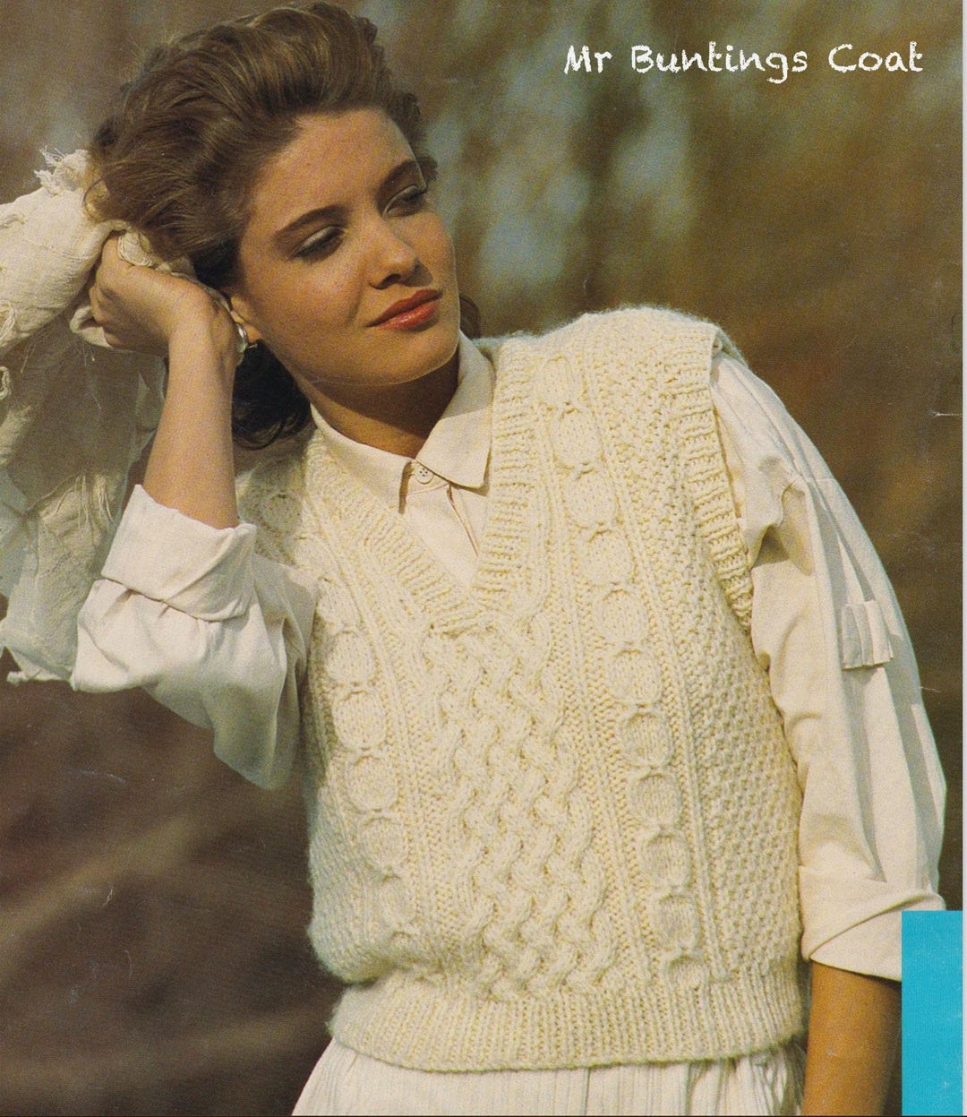 Traditional ARAN Vest Knitting Pattern. Slip Over, V-neck, Chunky (14 ...