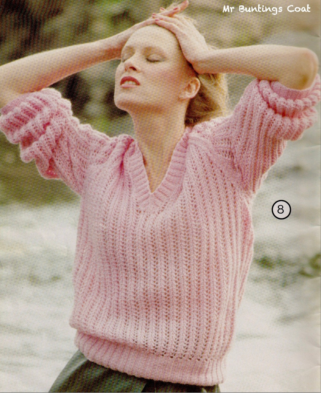 Vintage Lacy V-neck Jumper Knitting Pattern: 8-ply (32-40") (PDF ...