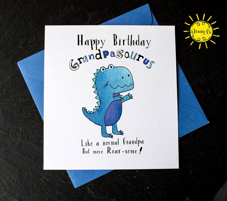 Happy Birthday Grandpasaurus Grandpa Birthday Carddinosaur Etsy
