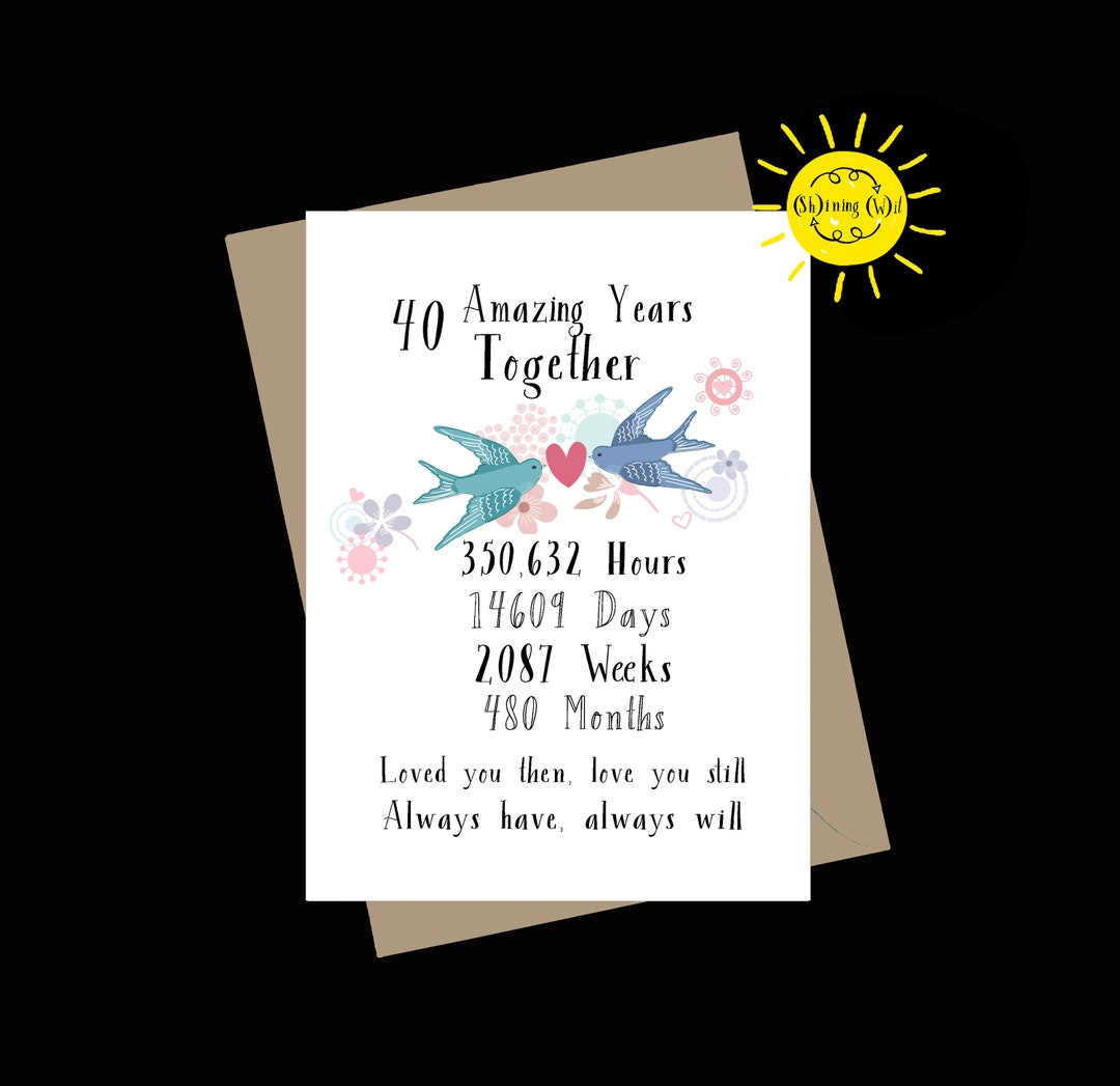 40th Wedding Anniversary, Forty Amazing Years Together, 40years, Wife ...