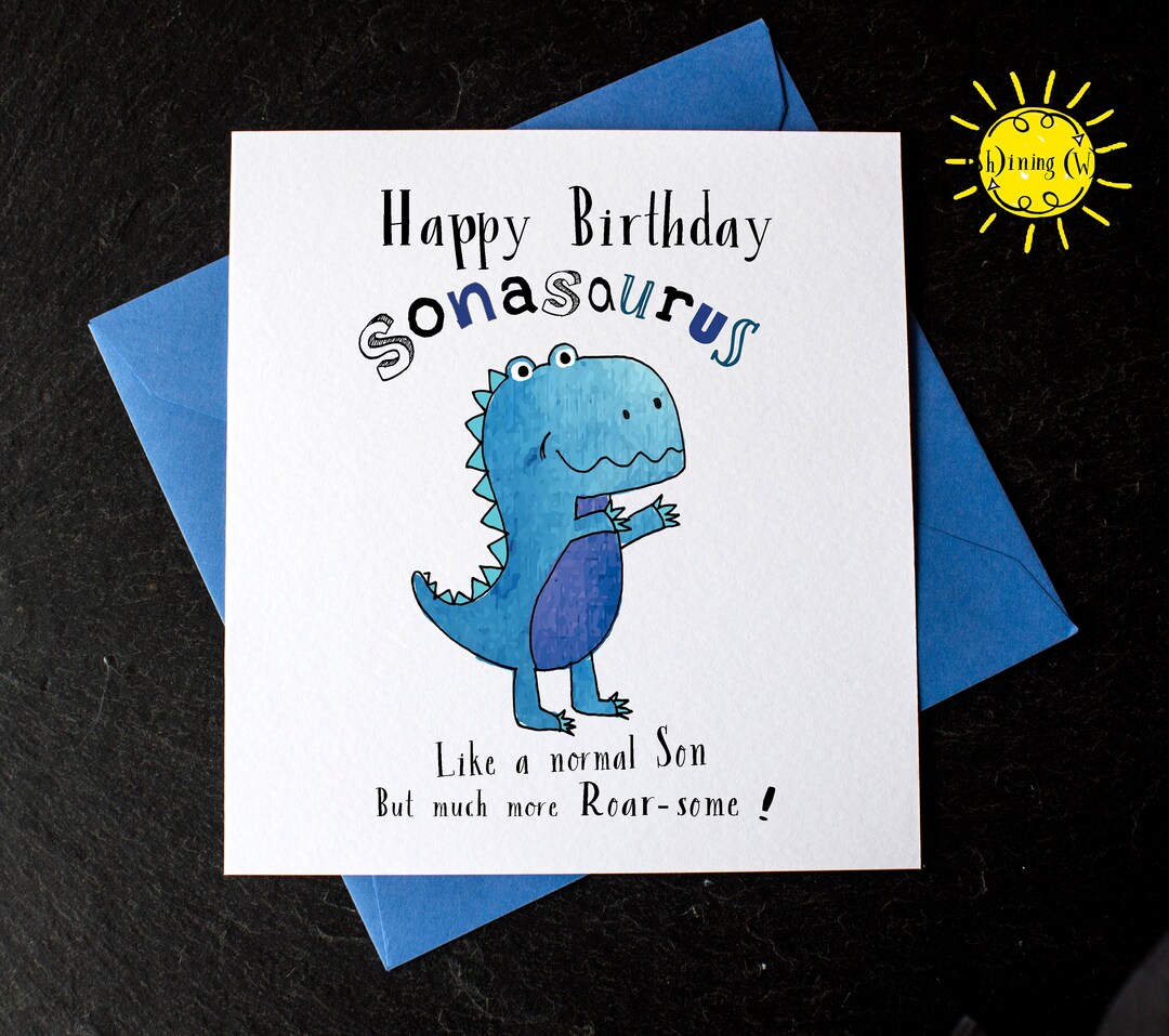 Happy Birthday Sonasaurus Son verjaardagskaart Dinosaurus - Etsy België
