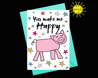 Pigs Greeting Card Sows at a Trough Dinner Invite - Etsy