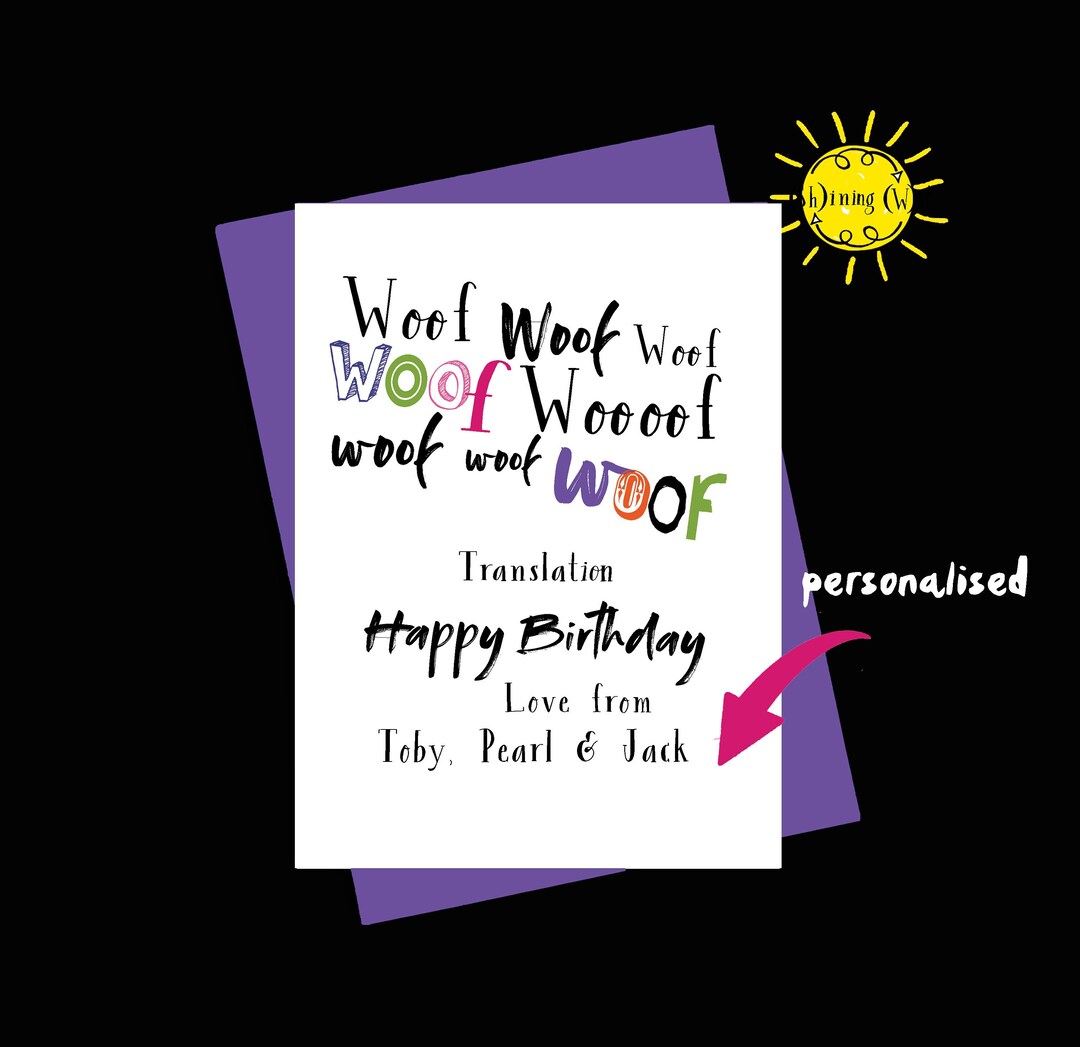 Card From the Dog, Personalised Happy Birthday Day Dog Card Birthday ...