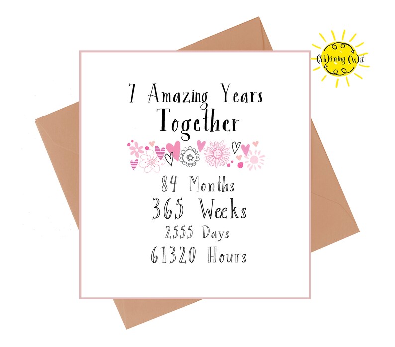 7th Year Wedding Anniversary Seven Amazing Years Together 7 - Etsy UK