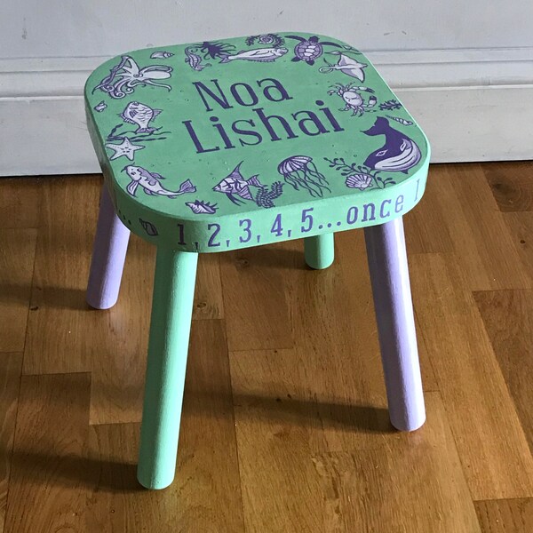 Painted Stool - Etsy UK