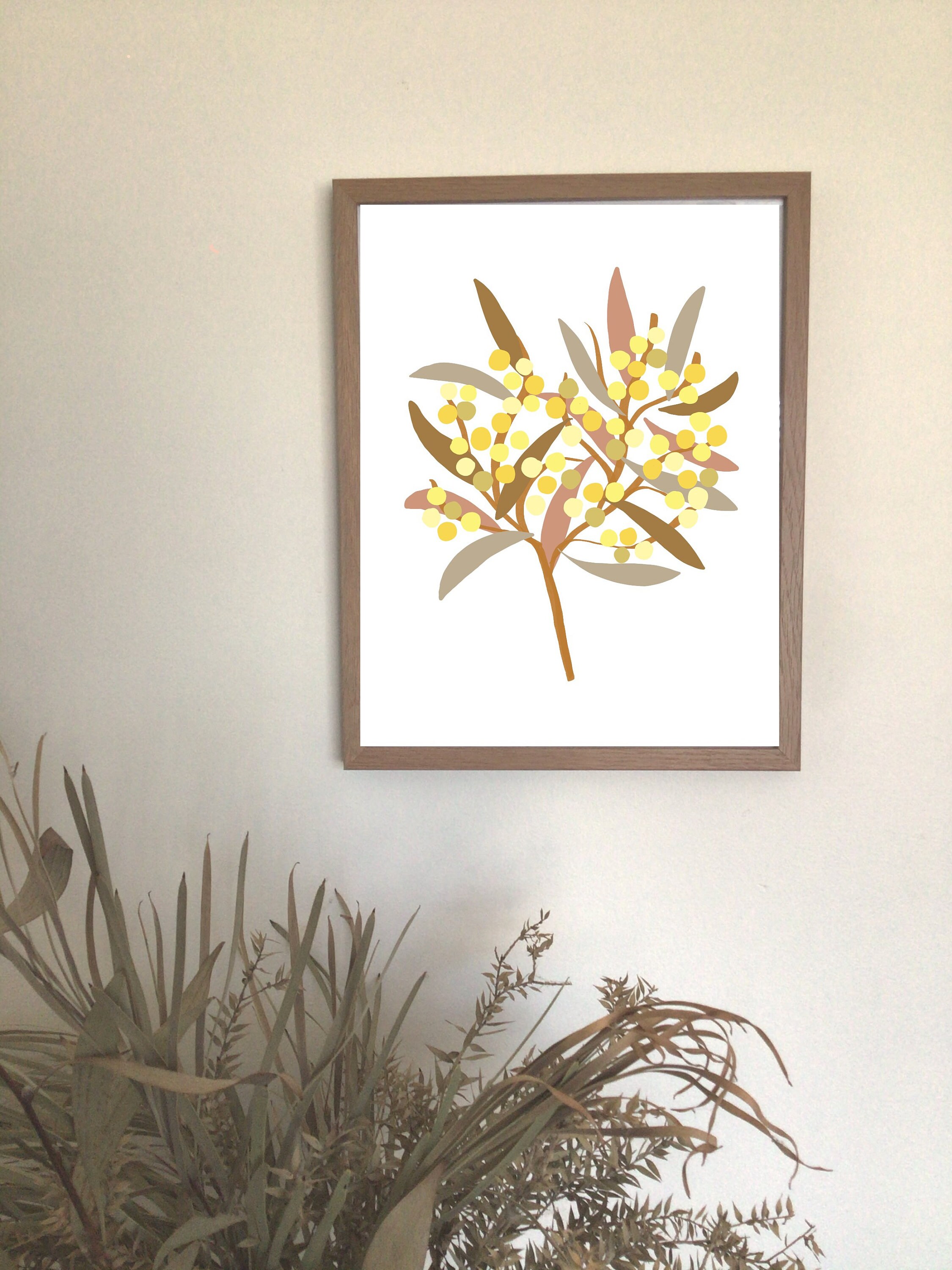 Australian Native Wattle Flower Art Print Wall Decor,mimosa Painting ...