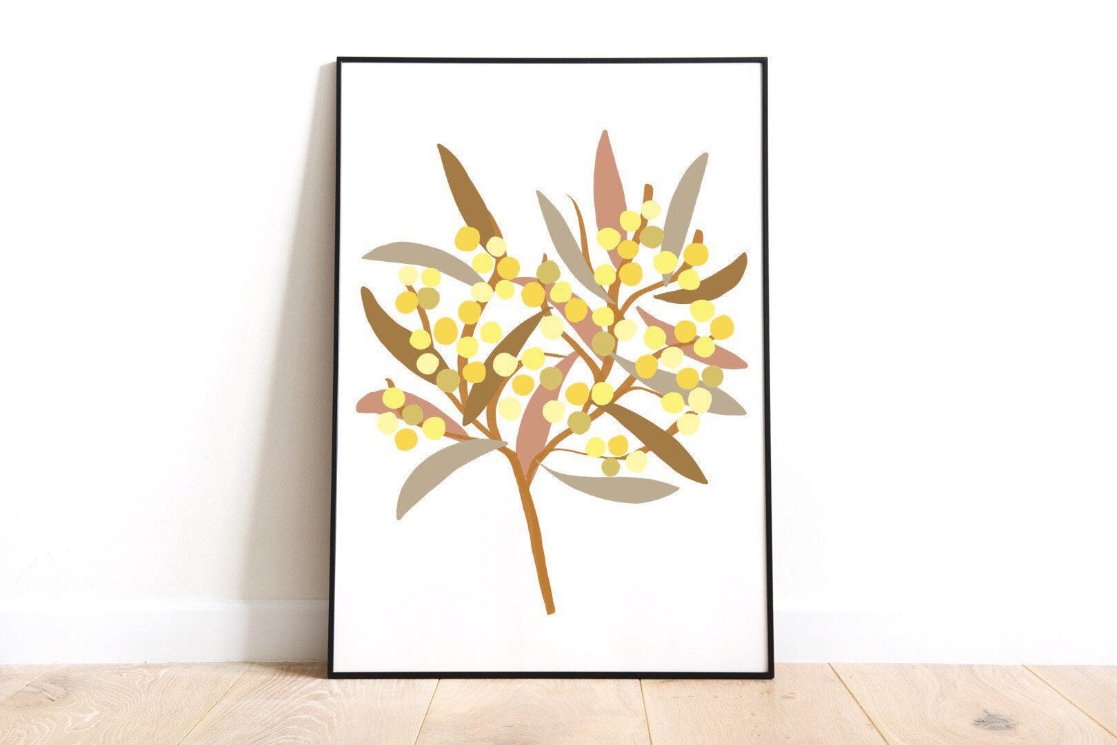 Australian Native Wattle Flower Art Print Wall Decor,mimosa Painting ...