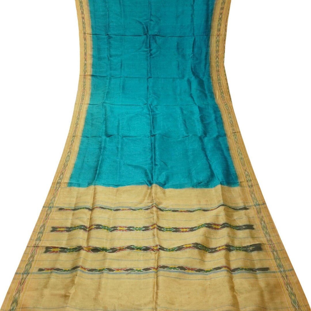 Vintage Blue Sarees 100% Pure Silk Handwoven Patola Ikat Sari 5YD Craft ...