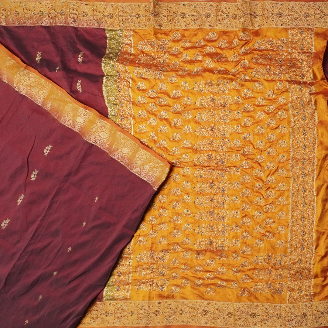 Vintage Burgundy Sarees 100% Pure Silk Zari Handwoven Zardosi ...