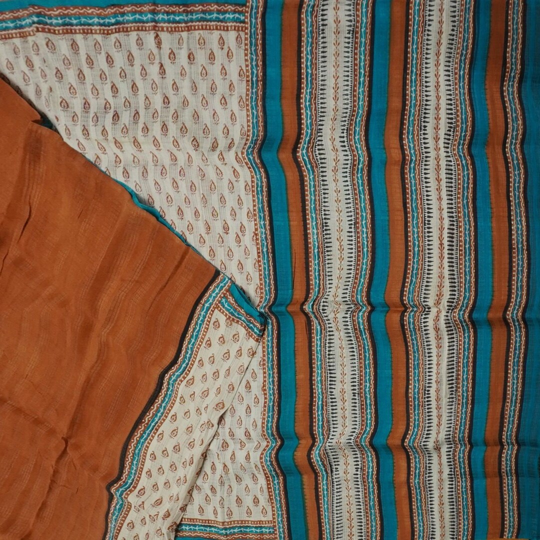 Vintage Brown Sarees 100% Pure Silk Handloom Khadi Indian Sari 5YD ...