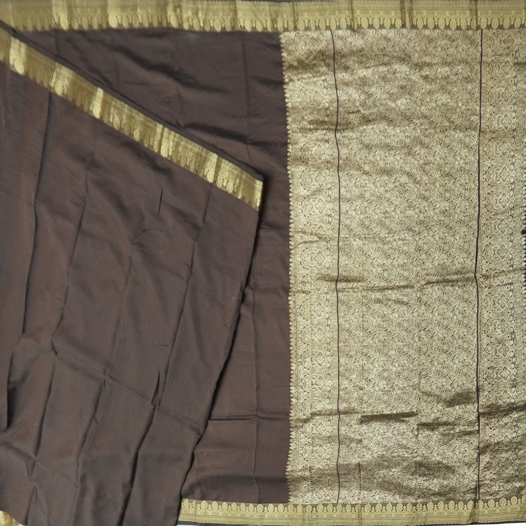 Vintage Taupe Color Sarees 100% Pure Silk Zari Handloom Indian Sari 5YD ...