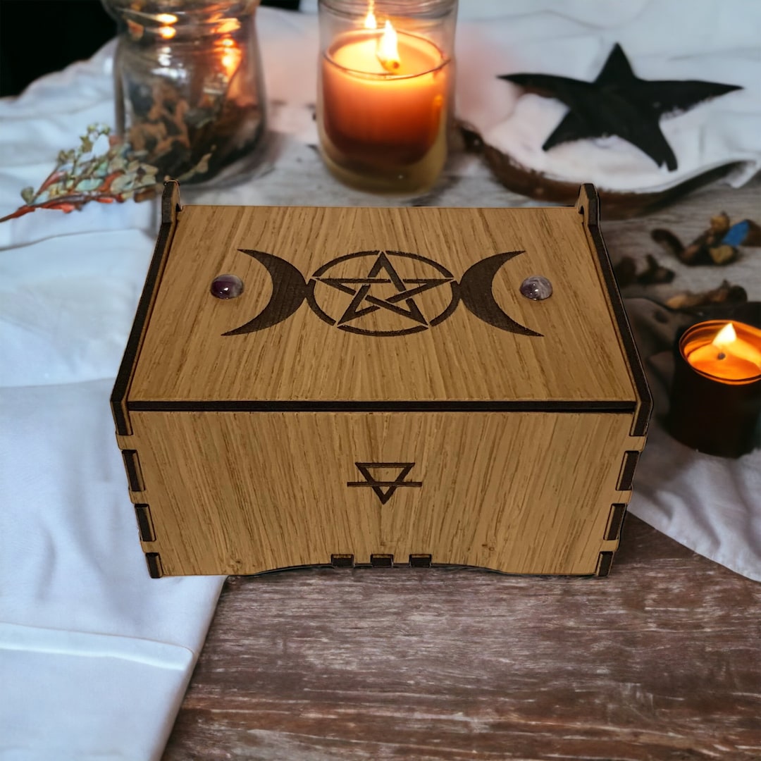 Tarot Card Box, Triple Moon, Personalise, Spell Box, Jewellery Box, Crystals, Pendulum Box ...
