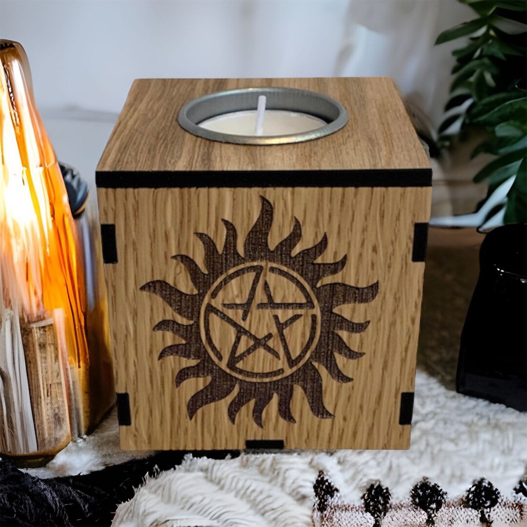 Anti-possession Symbol, Supernatural Fans, Wooden Candle Holder ...