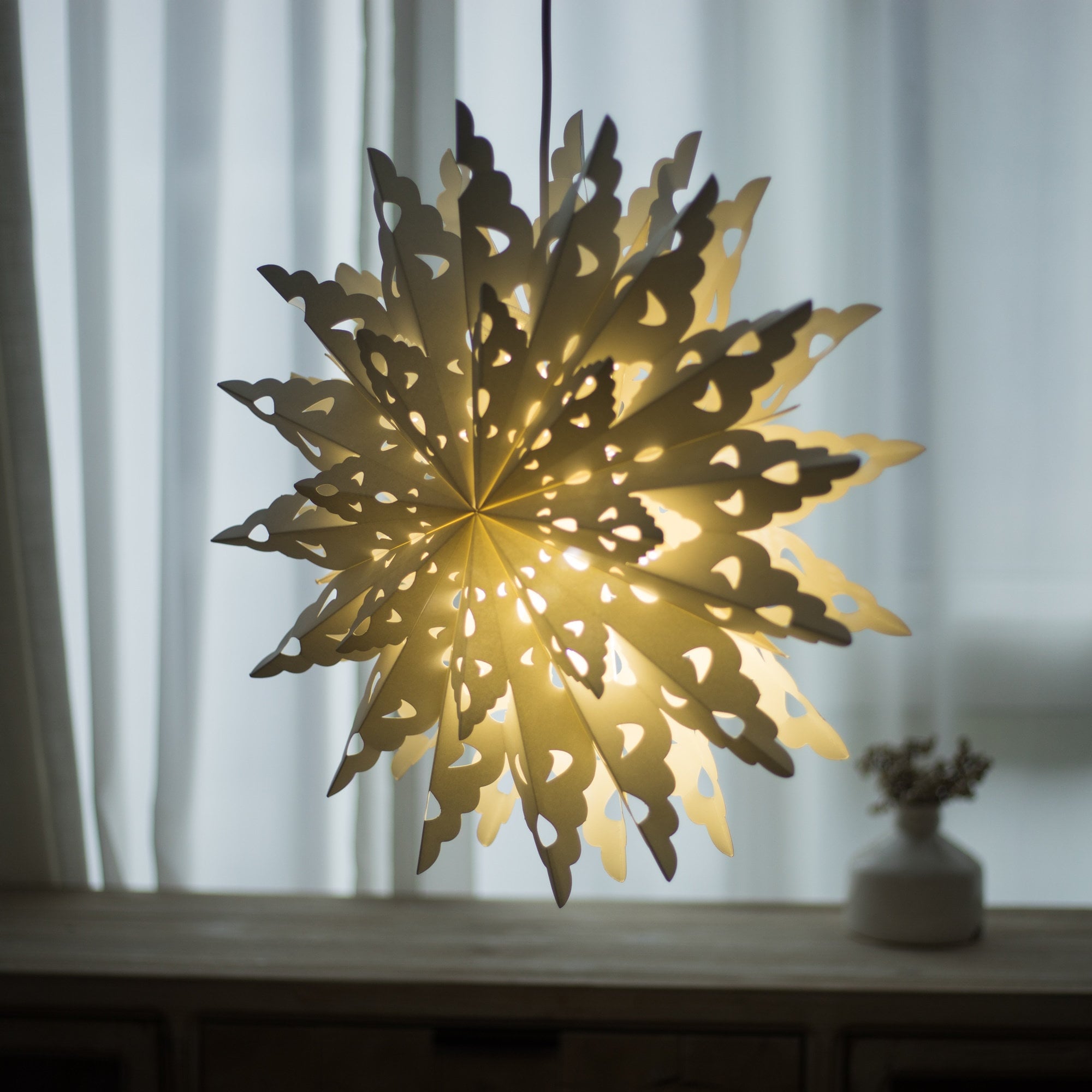 14inch Paper Snowflake Lanterns white Hanging Star Lampshade - Etsy